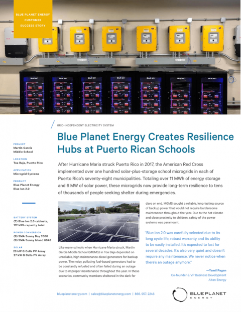 Blue Planet Energy Battery Storage in Puerto Rico | SolRenew